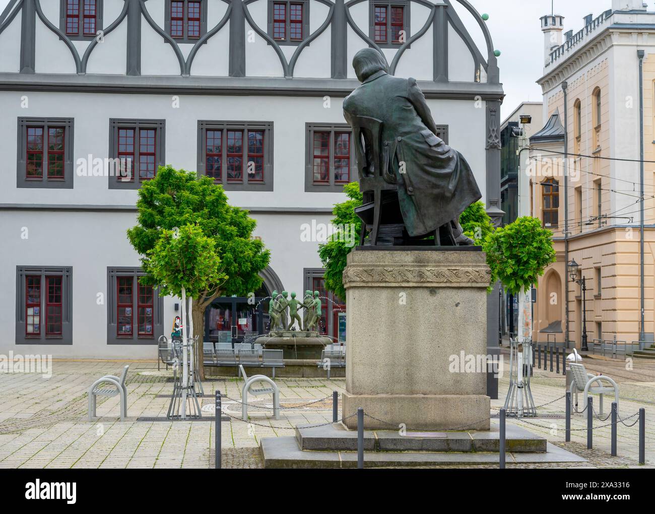 statue by the composer Robert Schumann in Zwickau on the main market ...