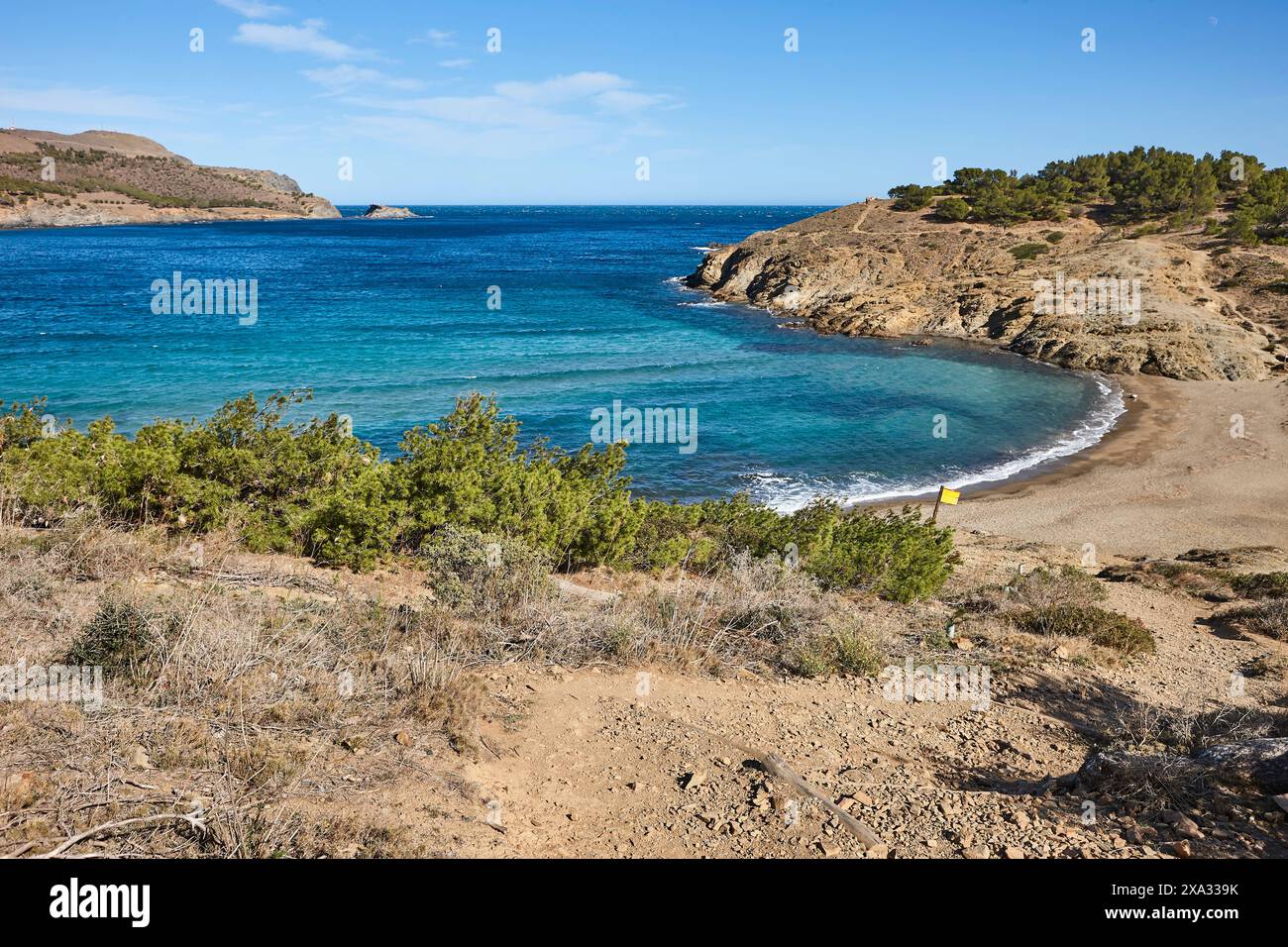 Mediterranean beach in Costa Brava. Borro beach. Colera, Catalonia ...