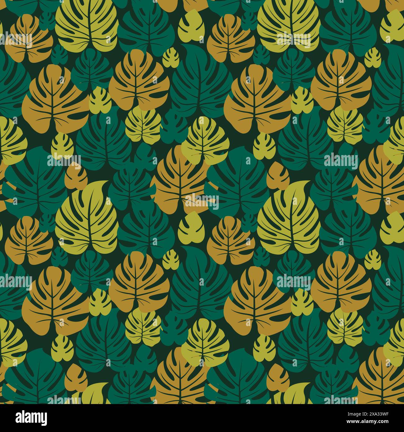Flat monstera pattern, monstera background vector Stock Vector Image ...