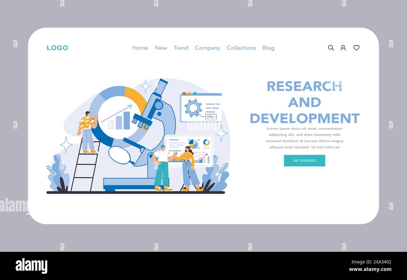 Research and Development web or landing page. Pioneering data analysis and experimentation ...