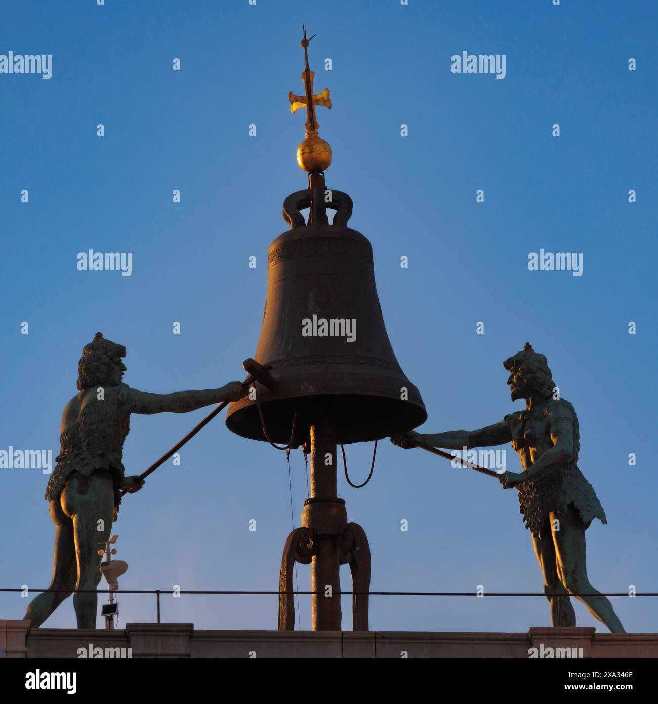 Venice, Venice Province, Veneto Region, Italy. The two bronze figures ...