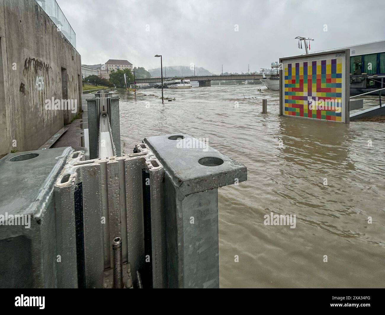 Linz, Urfahr, Hochwasser 04.06.2024, Linz, AUT, Urfahr, Hochwasser, im ...