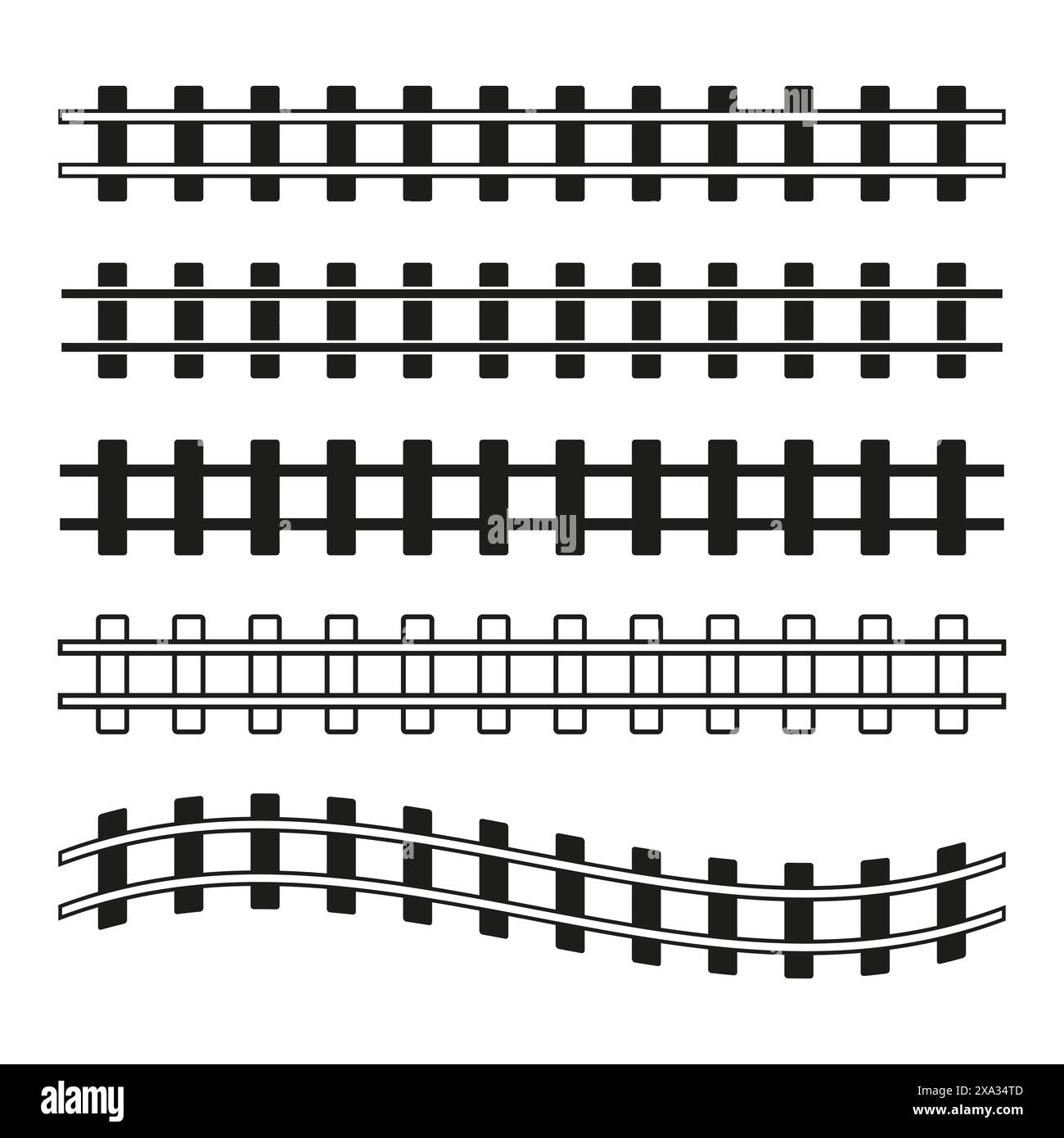 Railway tracks icon. Straight and curved. Black vector lines. Transportation symbol Stock Vector ...