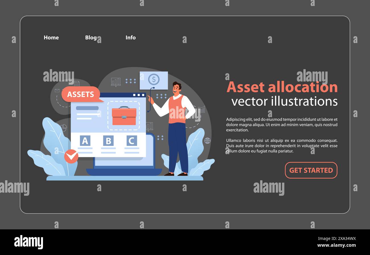 Asset allocation concept. Man presents diversified portfolio ... Asset allocation concept. Man presents diversified portfolio ...