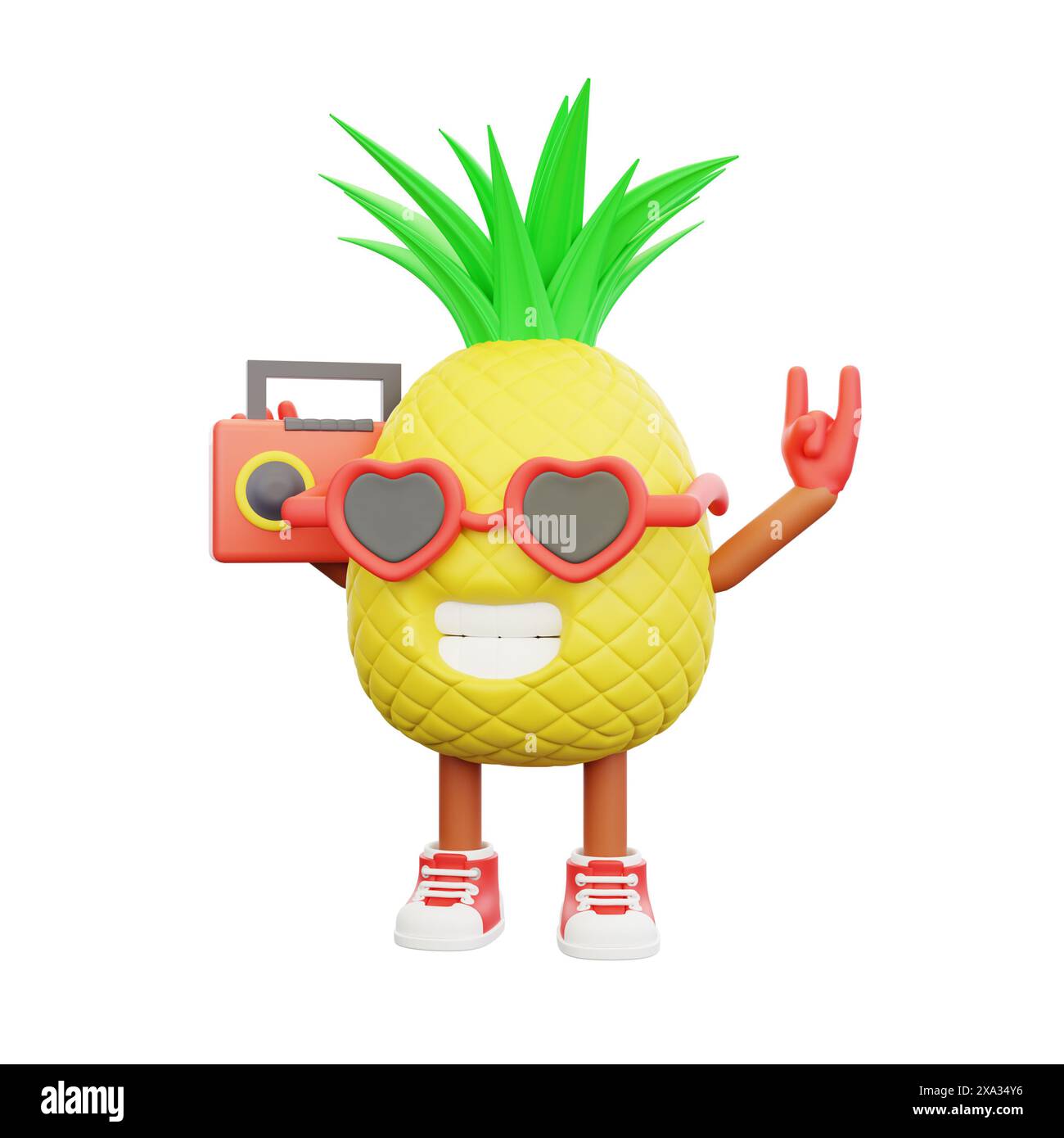 3D render design of a cute pineapple character for summer vacation ...
