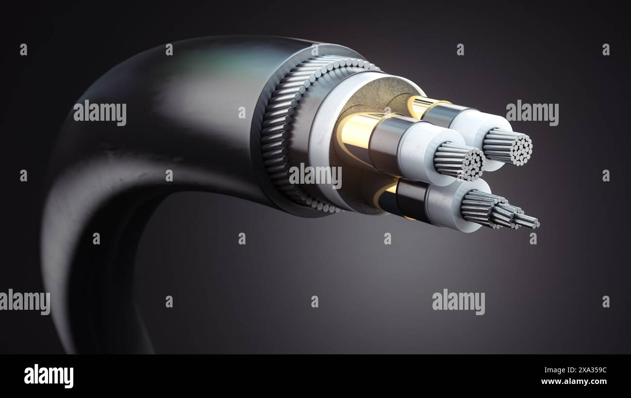 Electric wire cable structure. Armored submarinу aluminium elctric ...