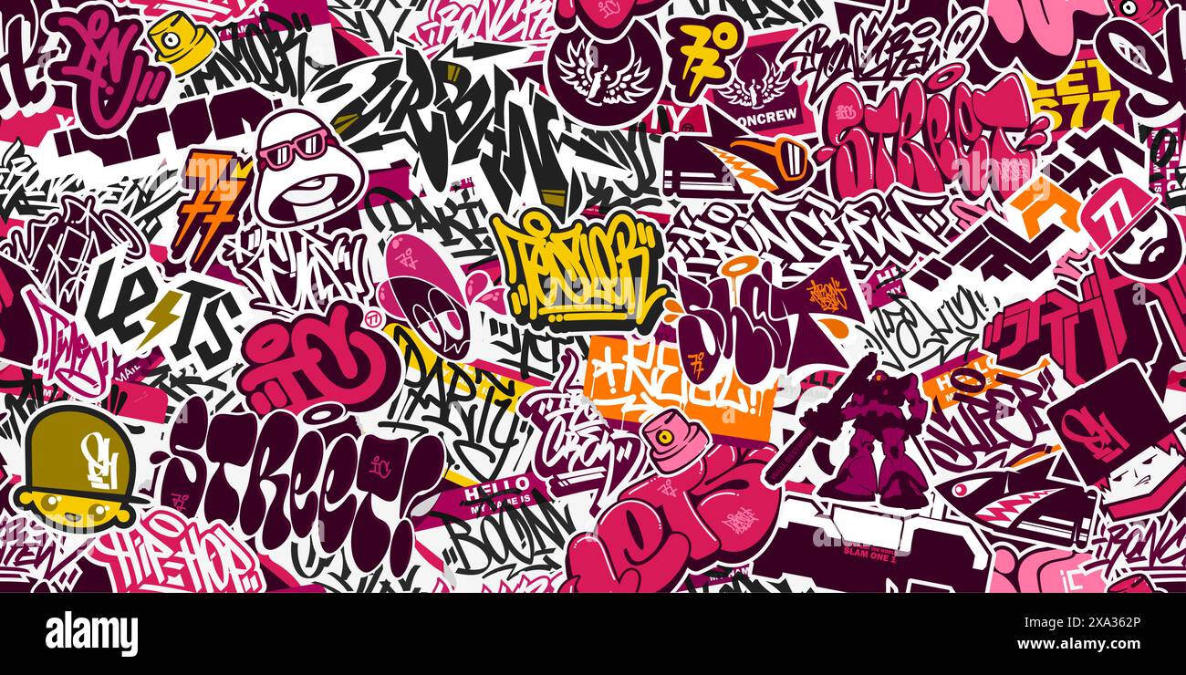 Cool Abstract Seamless Colorful Urban Graffiti Style Sticker Bombing ...