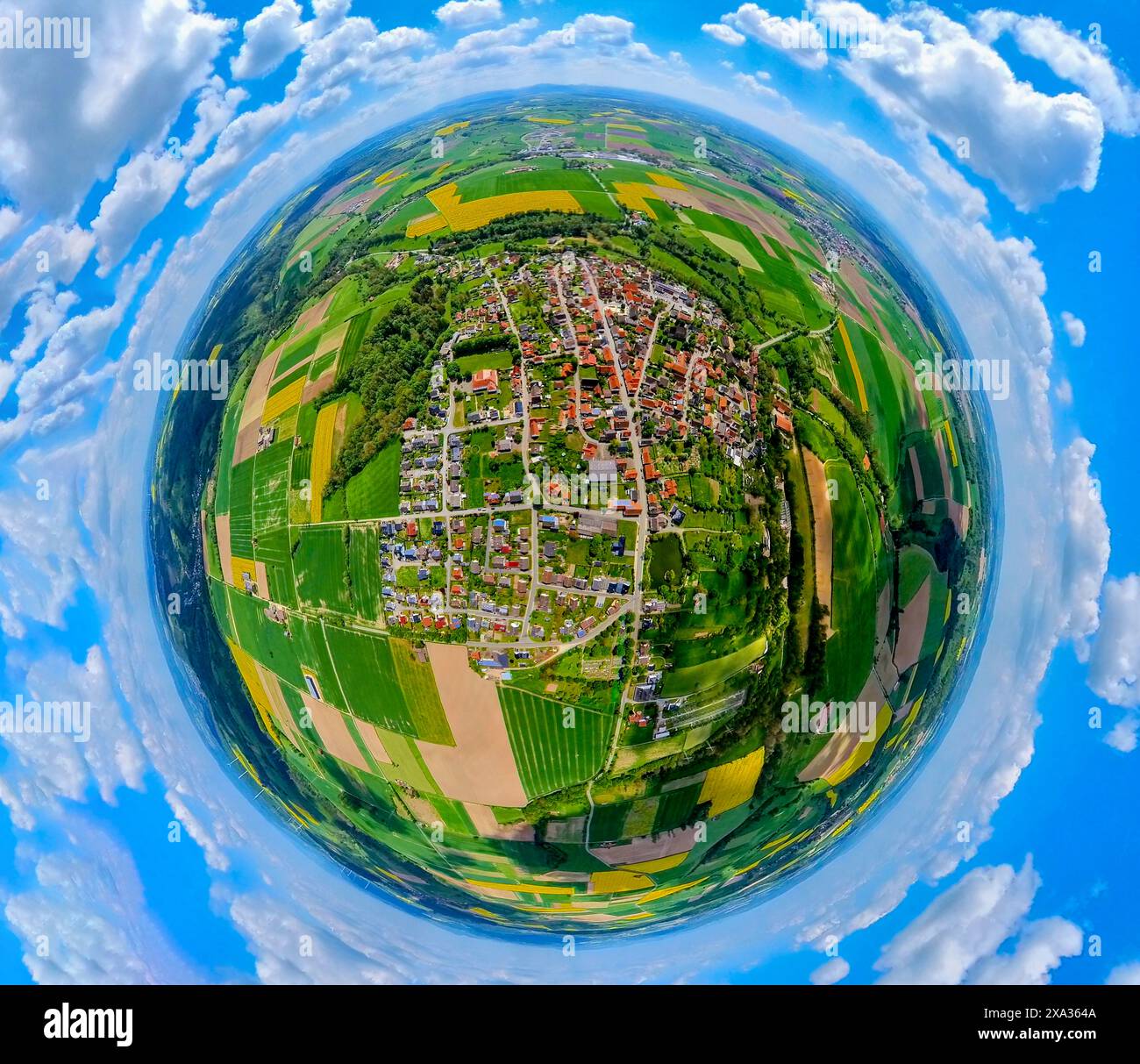 Aerial view, residential area, view of Borgholz, catholic church St ...