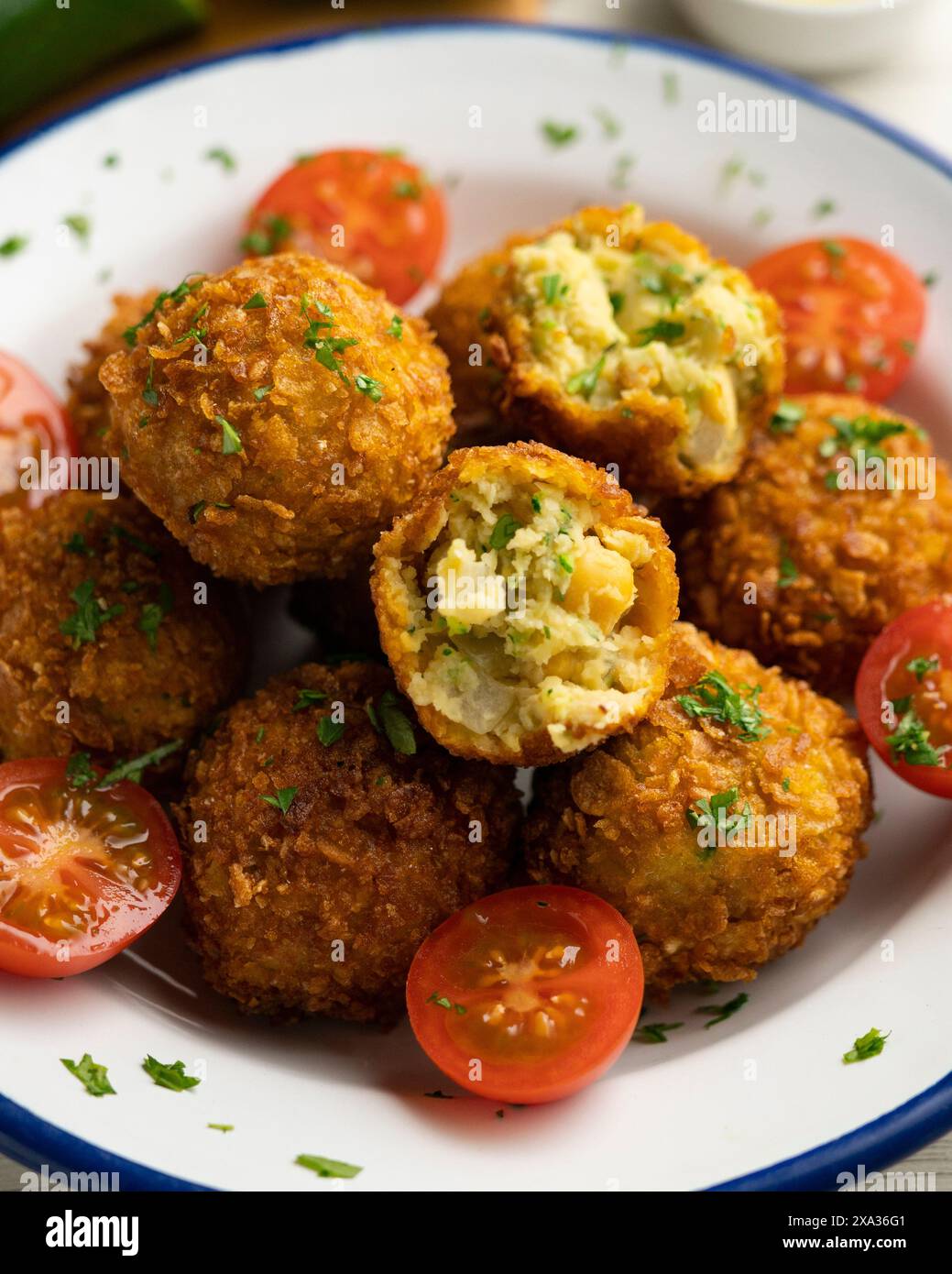 Vegan chickpea croquettes with onions Stock Photo - Alamy