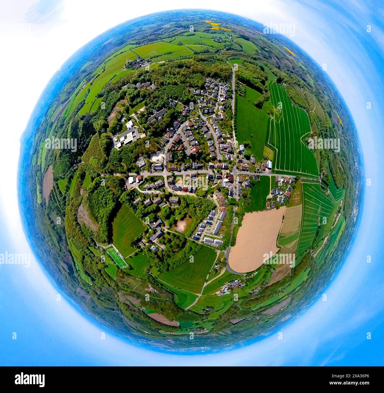 Aerial view, district Waldbauer Zurstrasse, country road L528 and ...