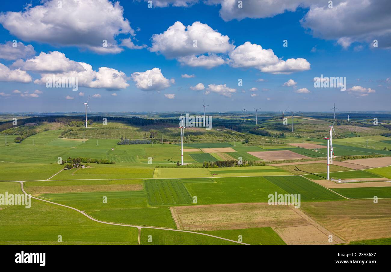 Aerial view, wind farm wind turbine Auf'm Mühlstein, wind turbines near ...