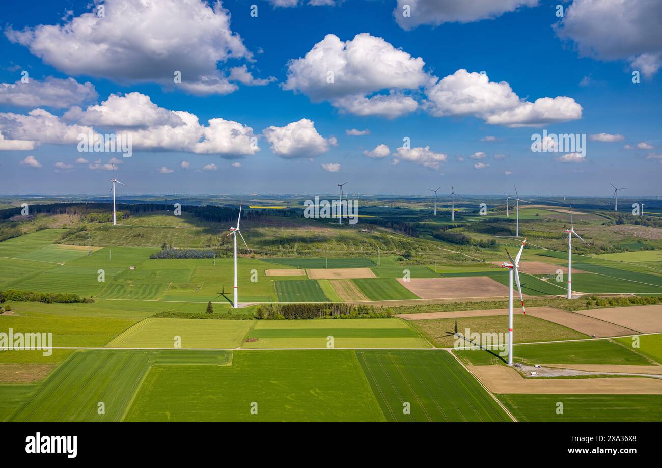 Aerial view, wind farm wind turbine Auf'm Mühlstein, wind turbines near ...