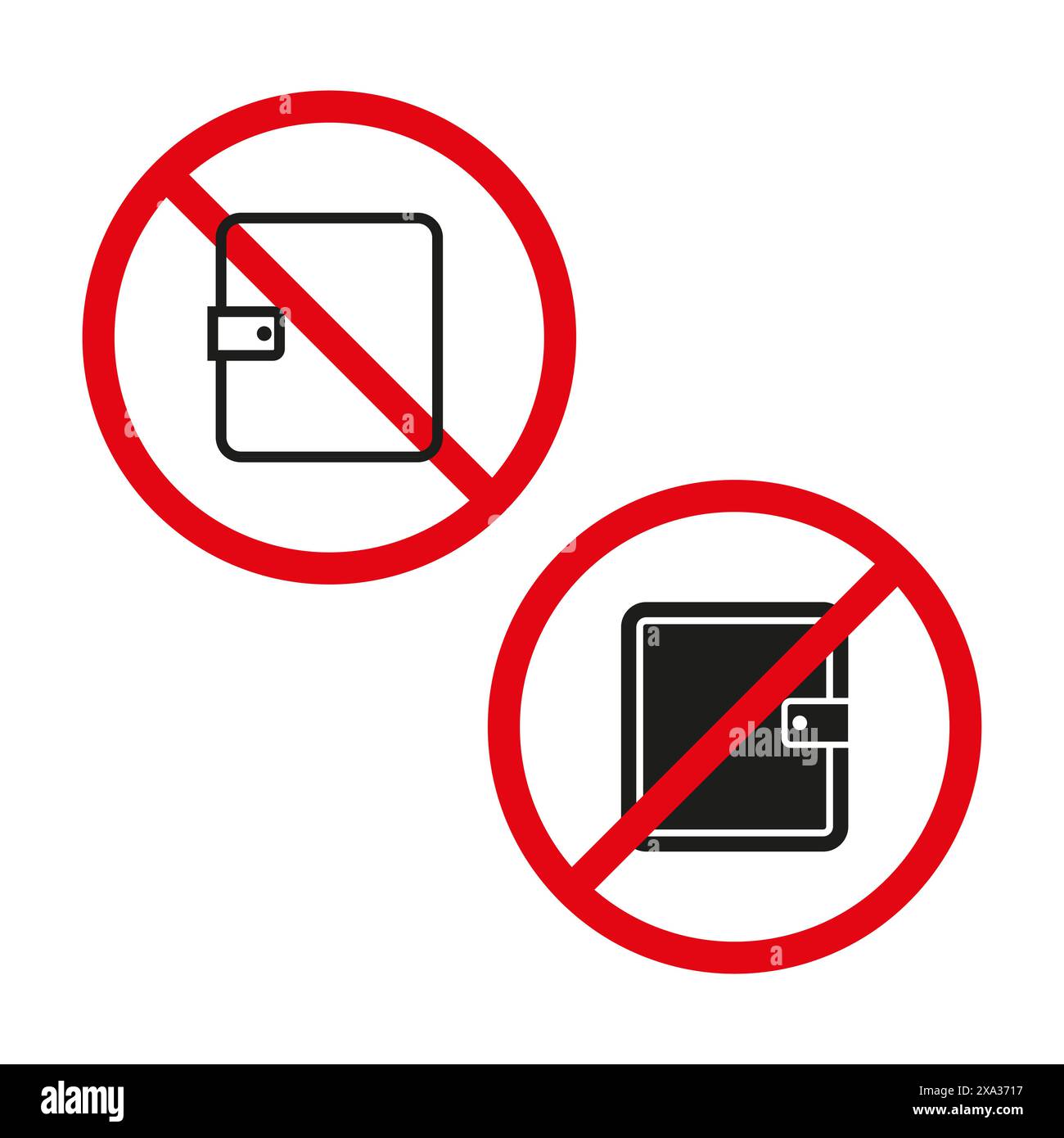 Wallet ban icon. Red prohibition circle. Minimalist vector art. Black ...