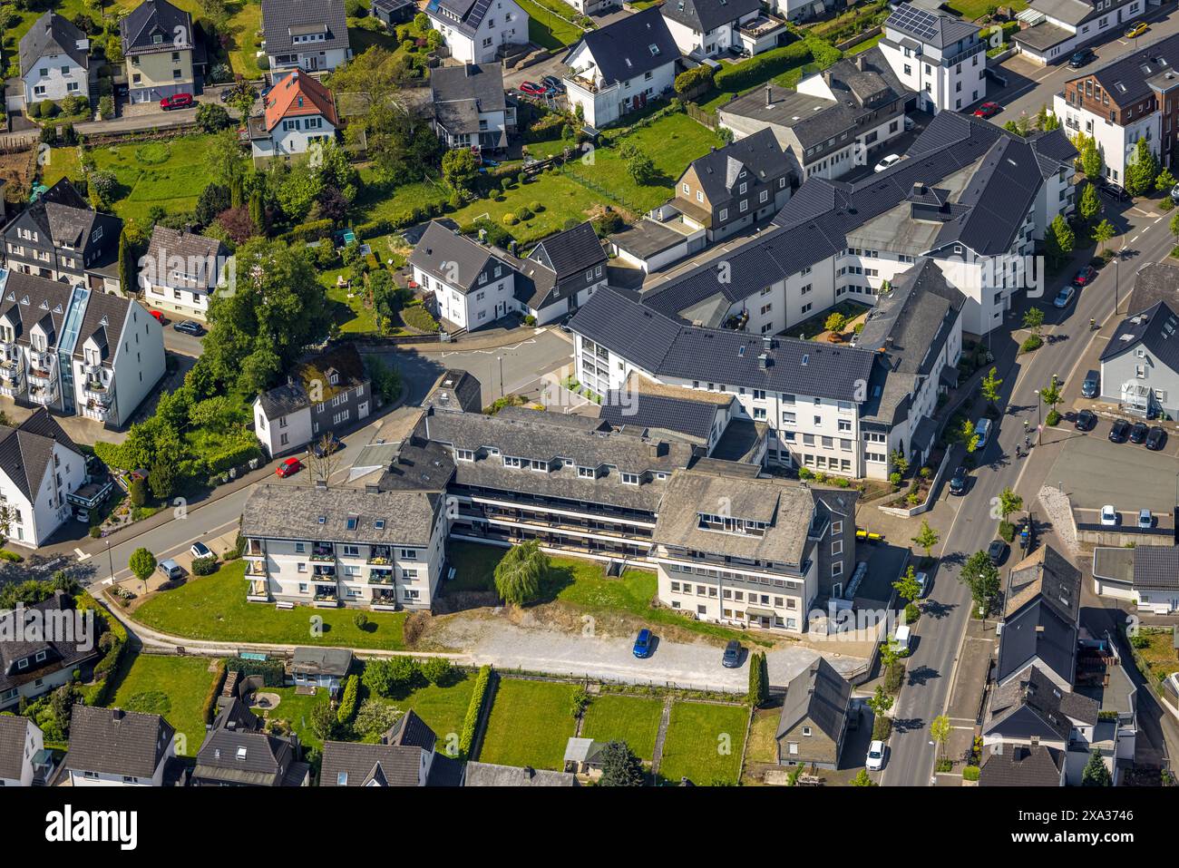 Aerial view, Caritas Seniorenzentrum St. Engelbert nursing home, Brilon ...