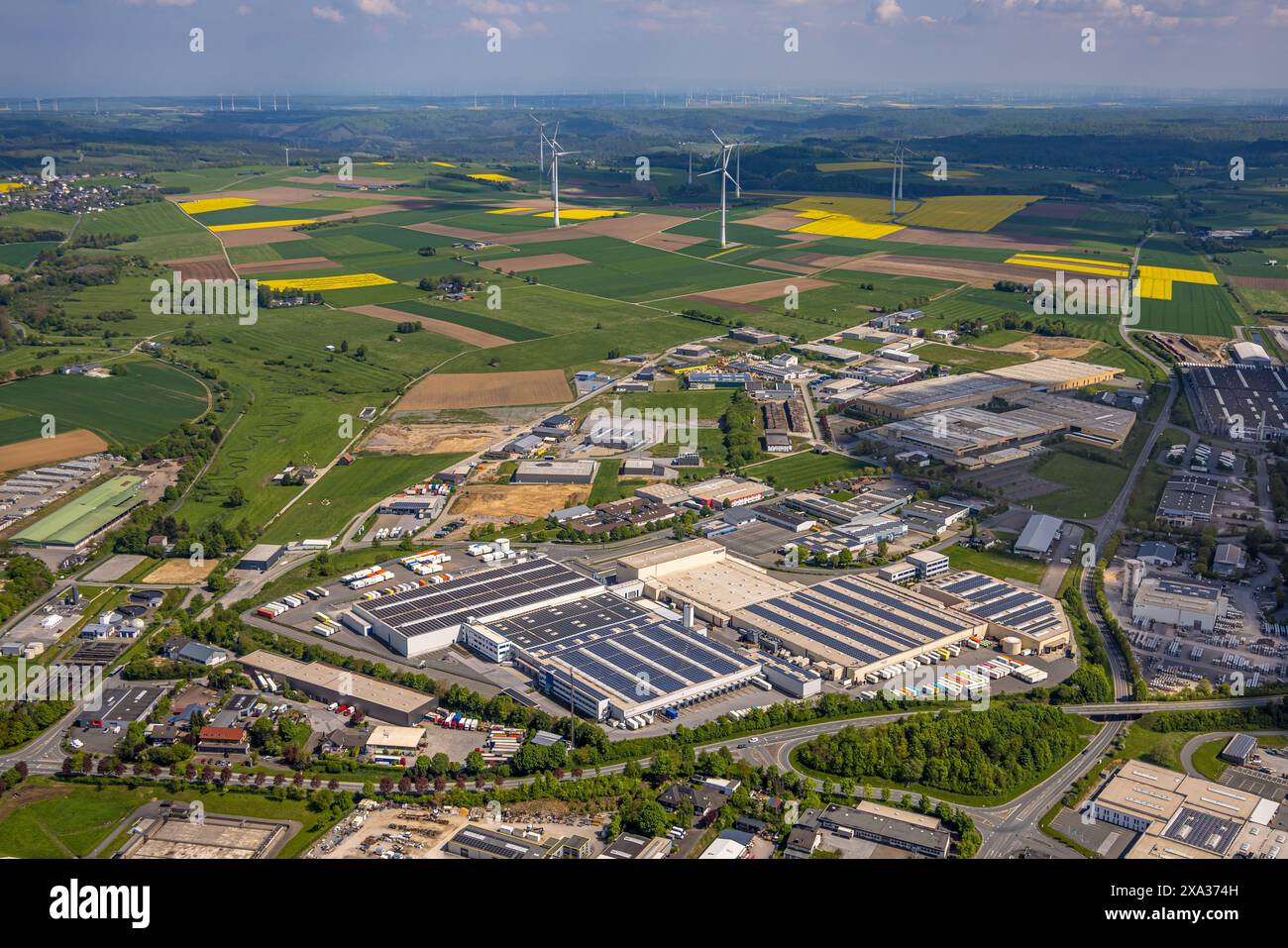 Aerial view, industrial estate Hinterm Gallberg and Nehdener Weg, with ...