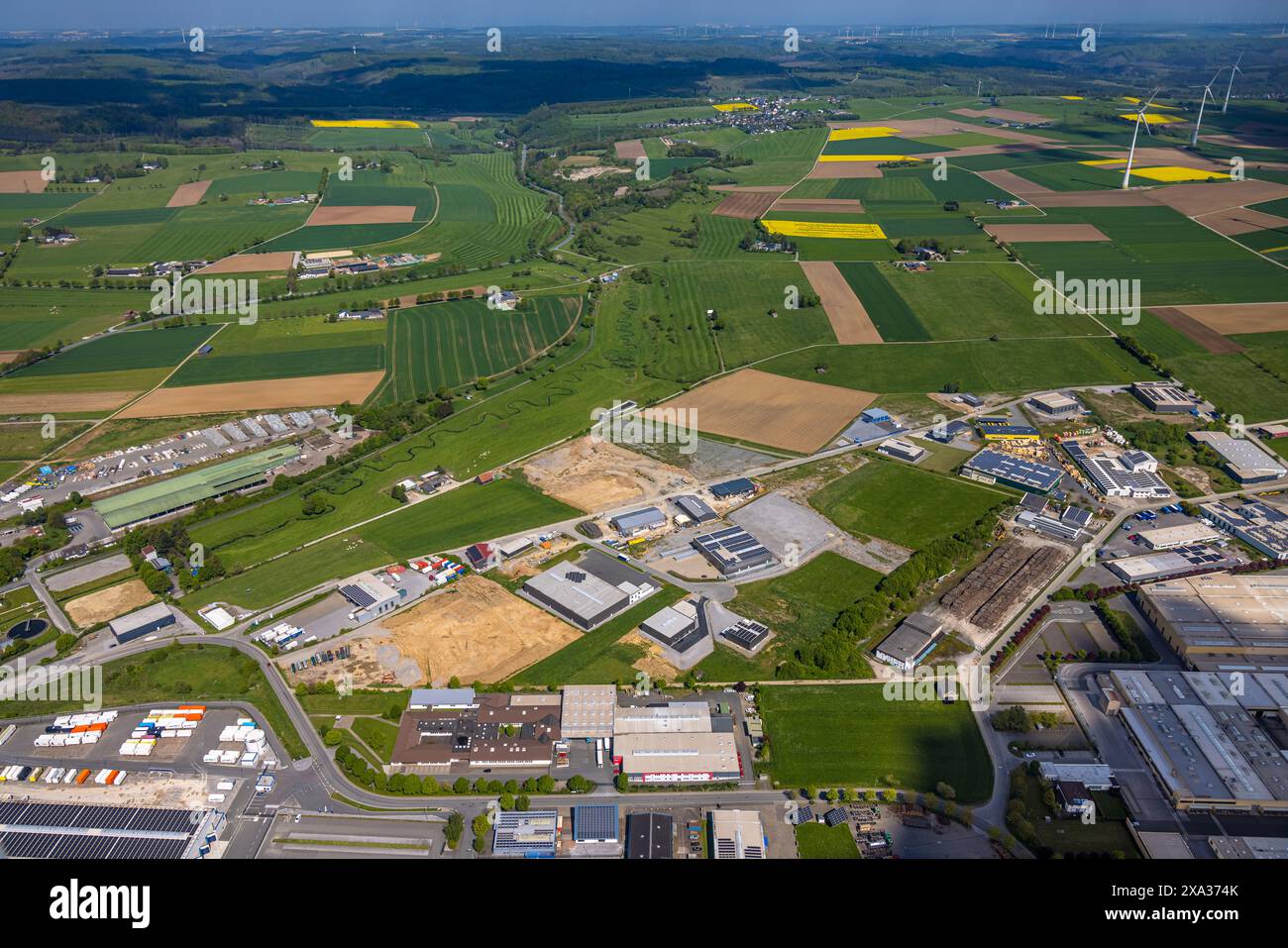 Aerial view, industrial estate Hinterm Gallberg and Nehdener Weg, with ...