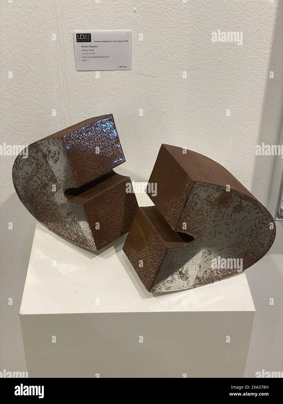 Cremona Italy - March 22nd 2024 Abstract metal sculpture on display ...