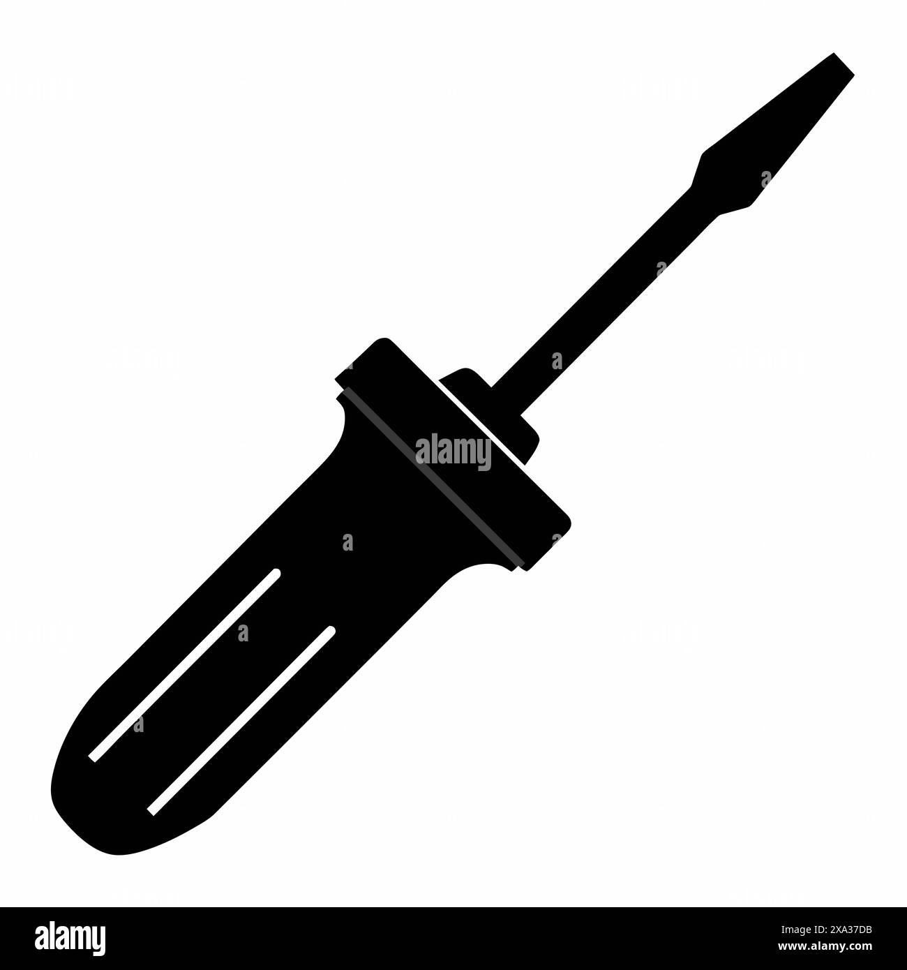 Black silhouette of screwdriver isolated on white background. Iconic ...