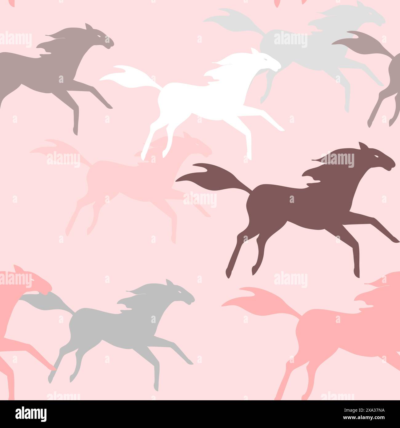 Seamless pattern with running horses silhouettes Stock Vector Image ...