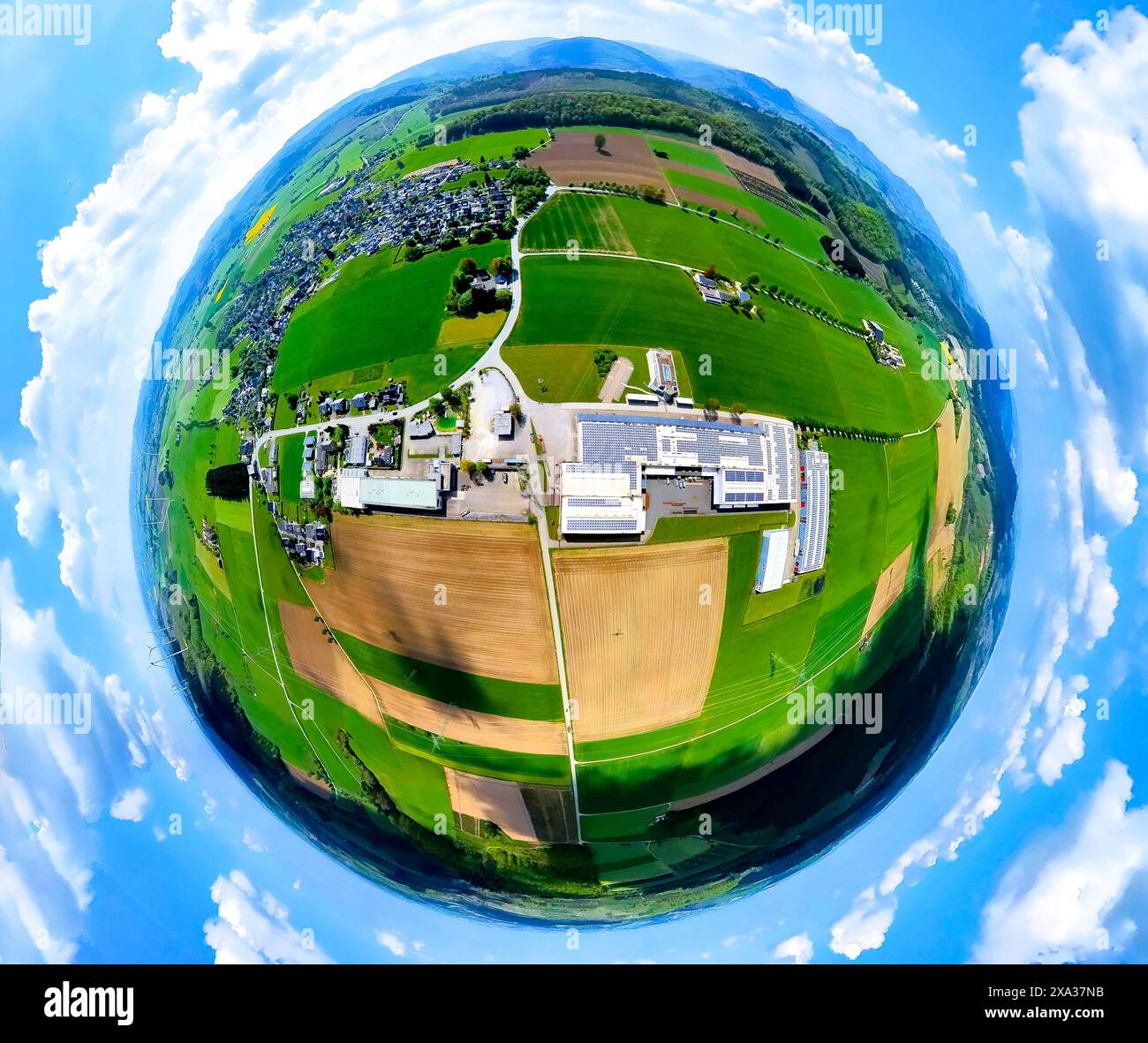 Aerial view, commercial area Alte Heeresstraße with BMS industrial ...