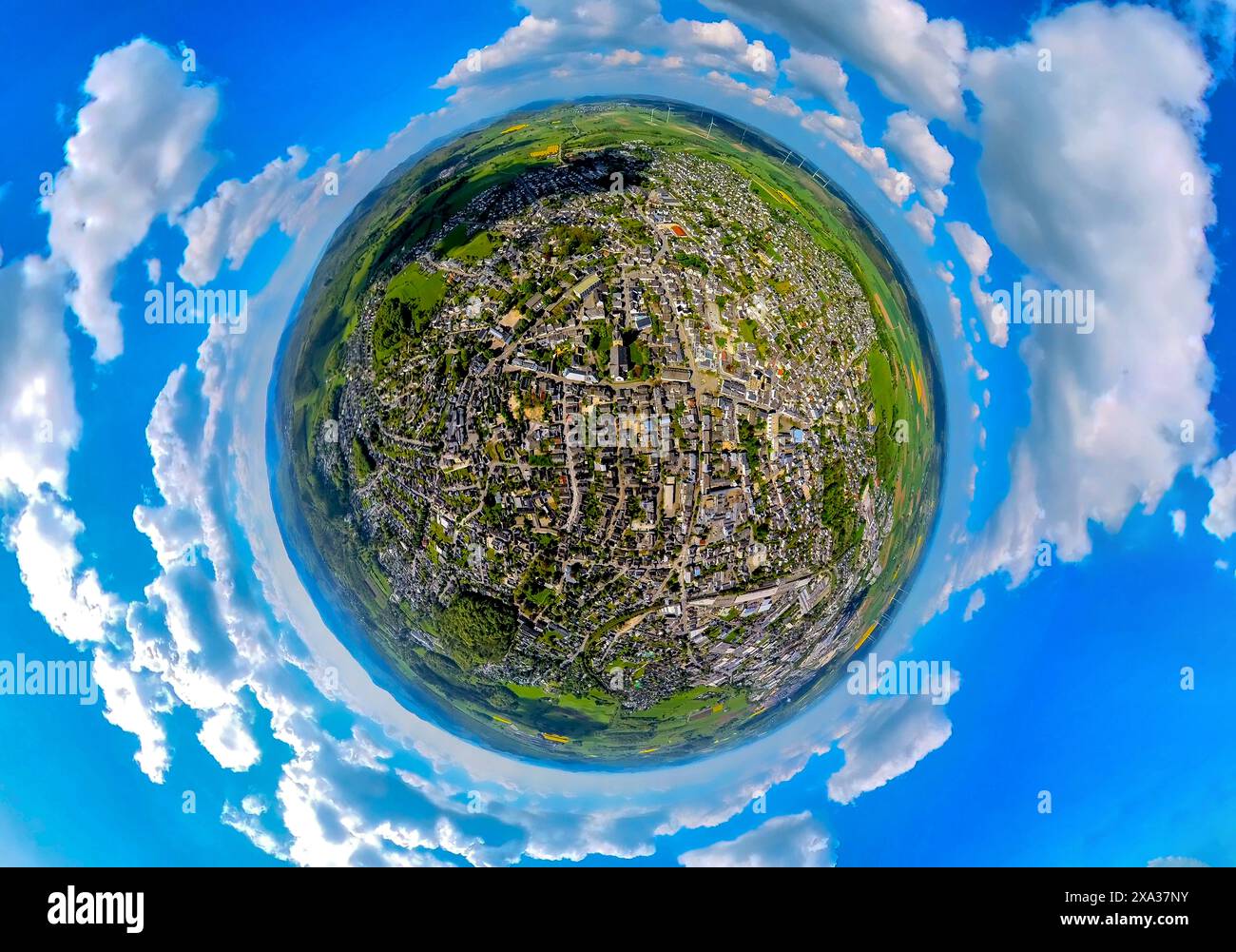 Aerial view, town center with market square and town hall, St. Peter ...