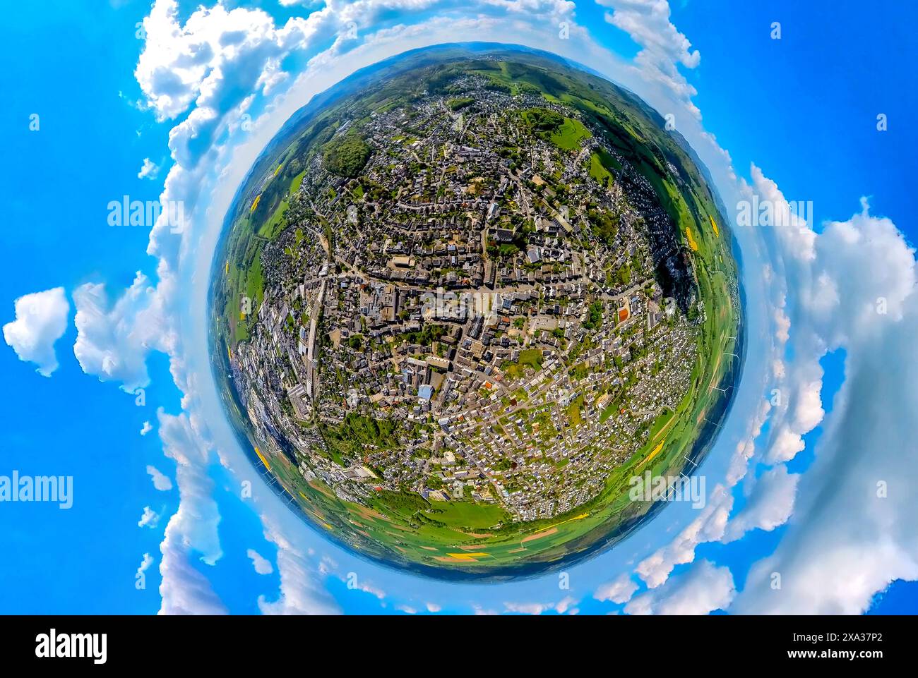 Aerial view, town center with market square and town hall, St. Peter ...