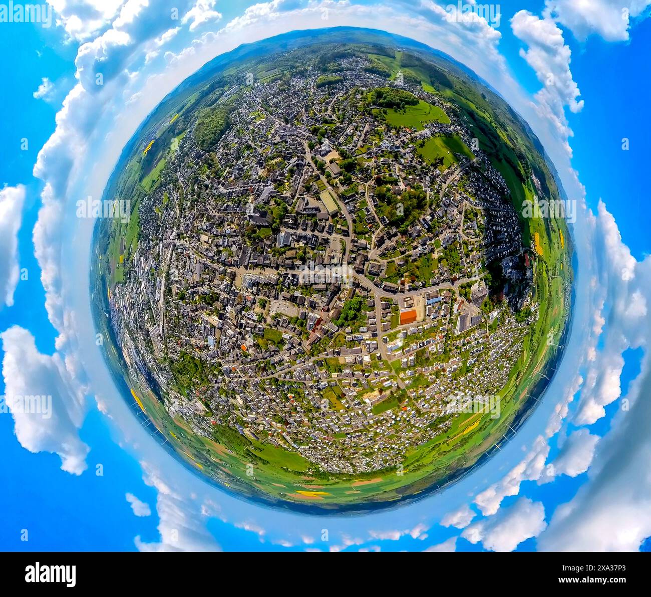 Aerial view, town center with market square and town hall, St. Peter ...