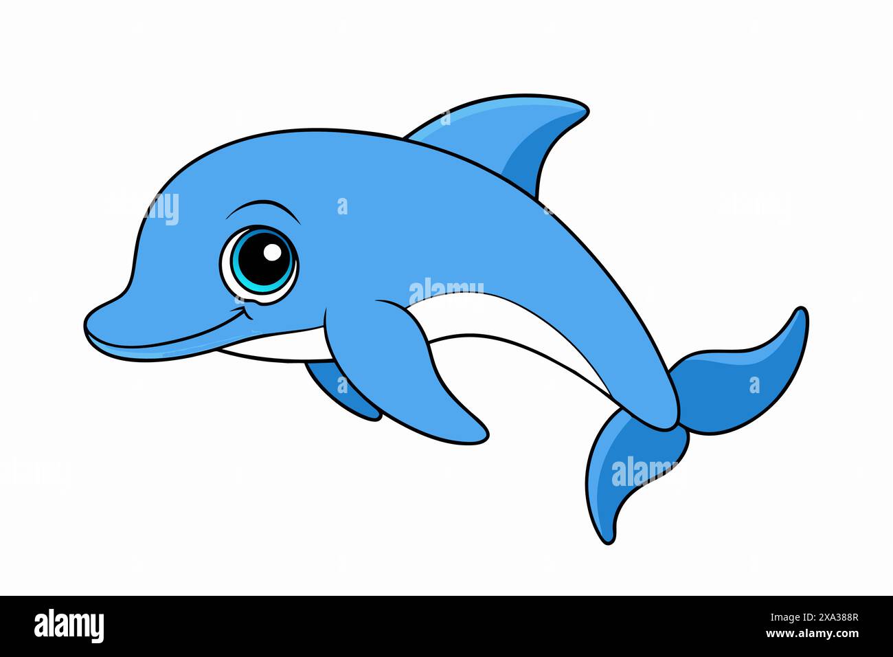 Cute cartoon dolphin illustration isolated on white background. Concept ...