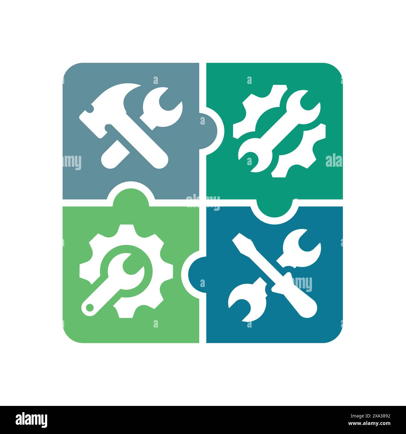 Setup and settings logo puzzle icon. Repair shop service with ...