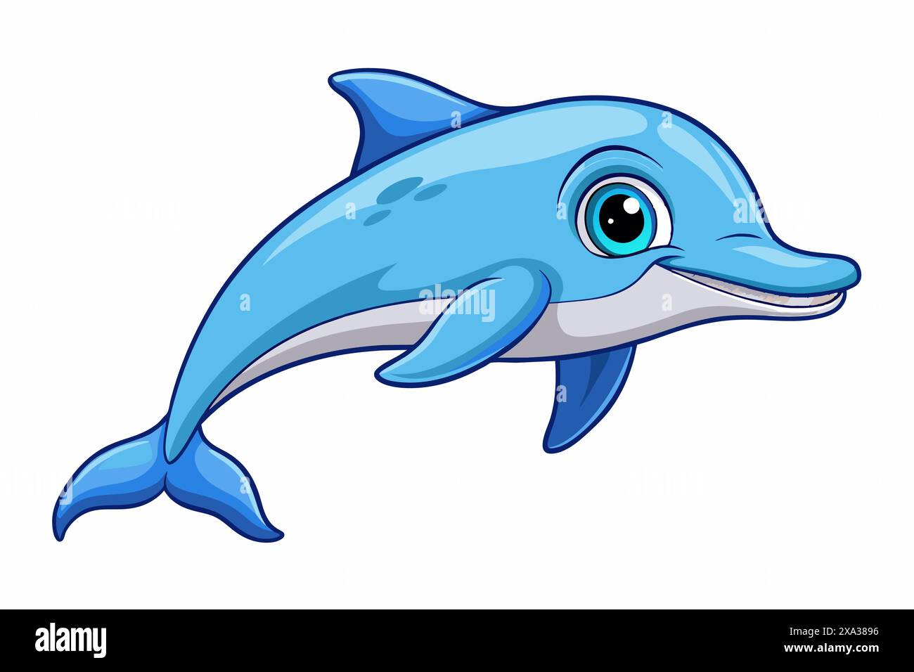 Cute cartoon dolphin illustration isolated on white background. Concept ...