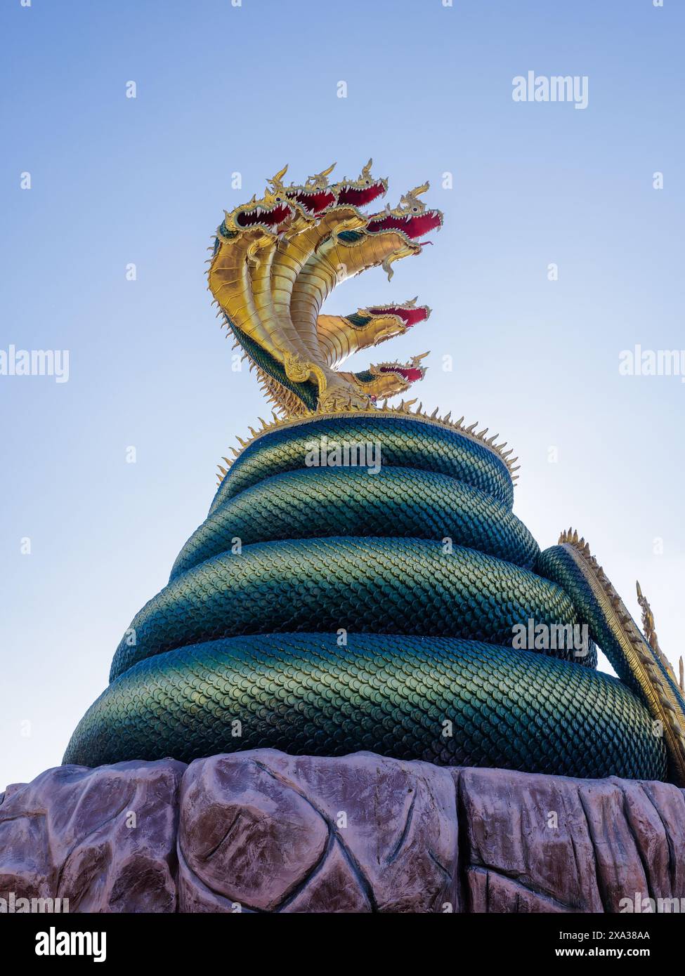 Naga Snake protecting the buddhist and hindu temple in Thailand Stock ...
