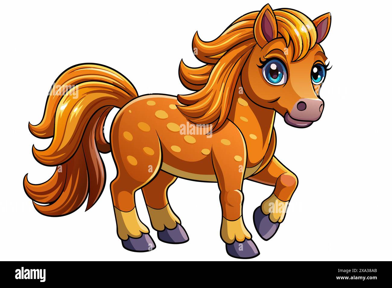 Charming cartoon pony with flowing mane and expressive eyes in a fun ...