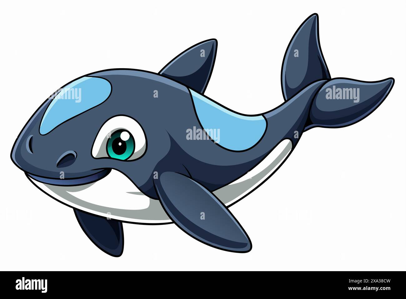 Cute cartoon killer whale illustration isolated on white background ...