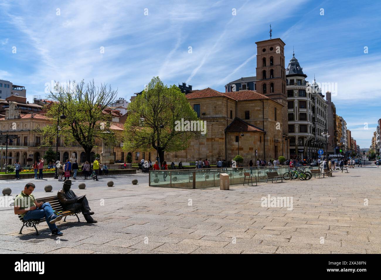 Leon, Spain - 13 April, 2024: view of the Calle Ancha street and ...