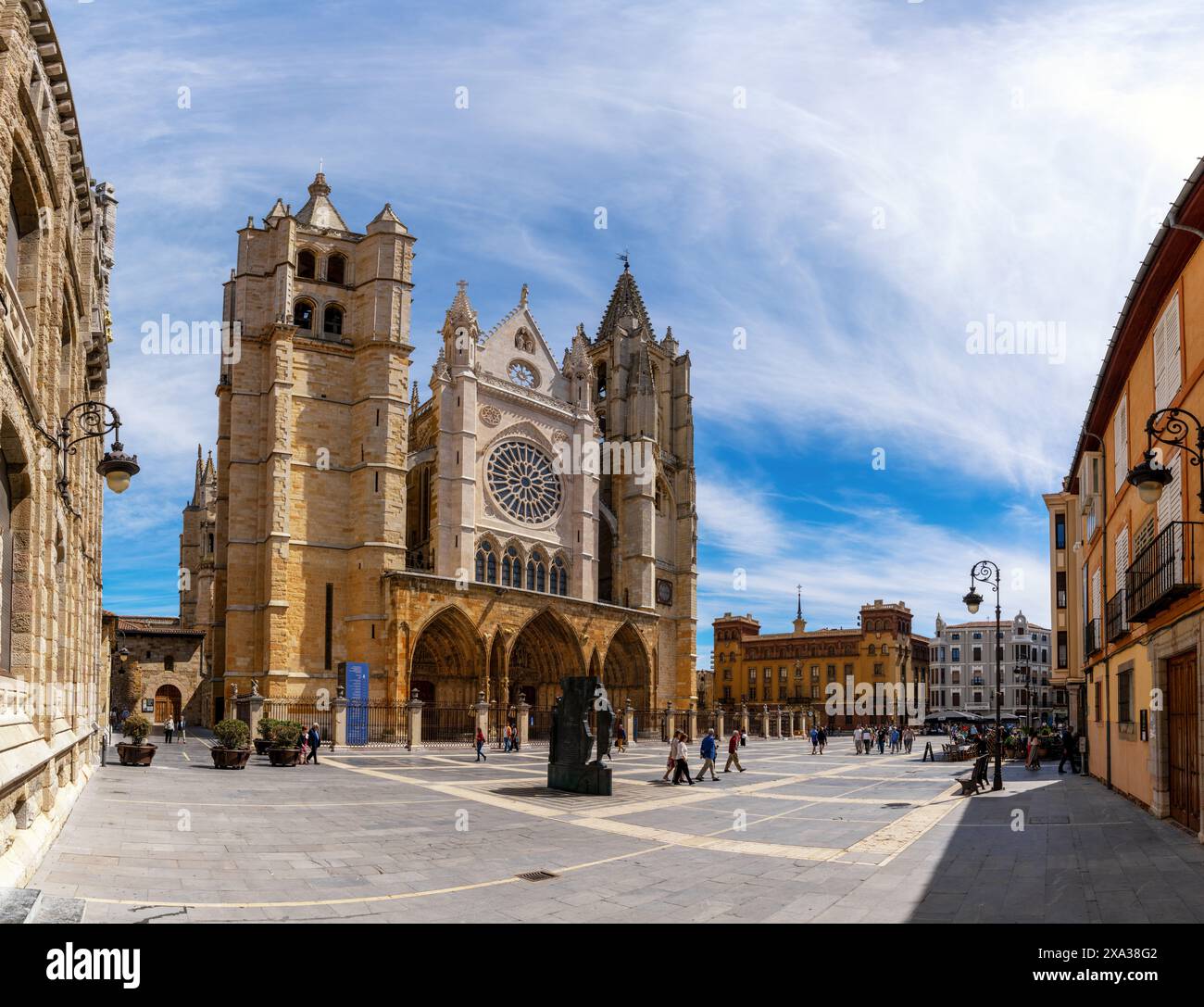 Leon, Spain - 13 April, 2024:view of the historic landmark cathedral of ...