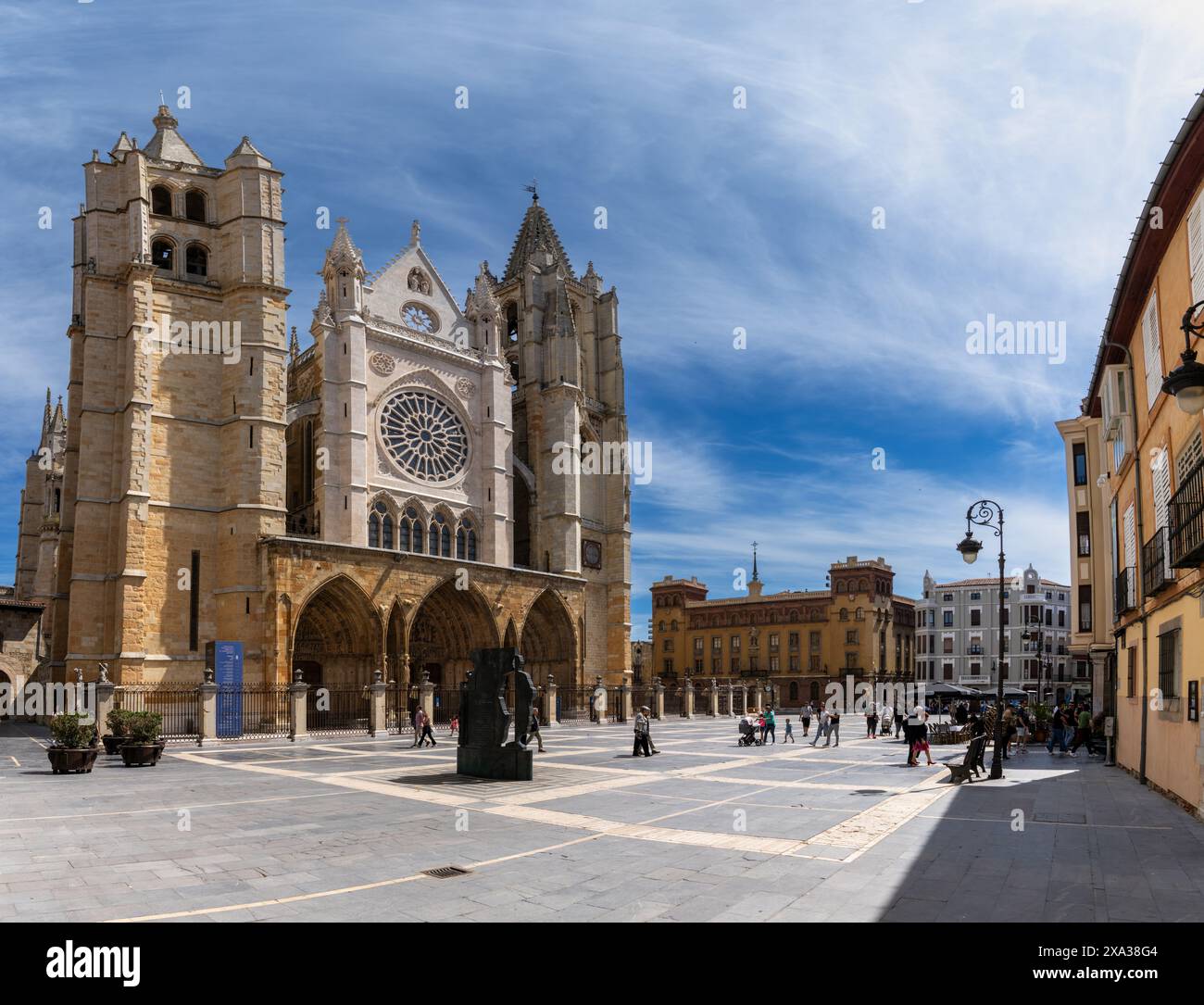 Leon, Spain - 13 April, 2024:view of the historic landmark cathedral of ...