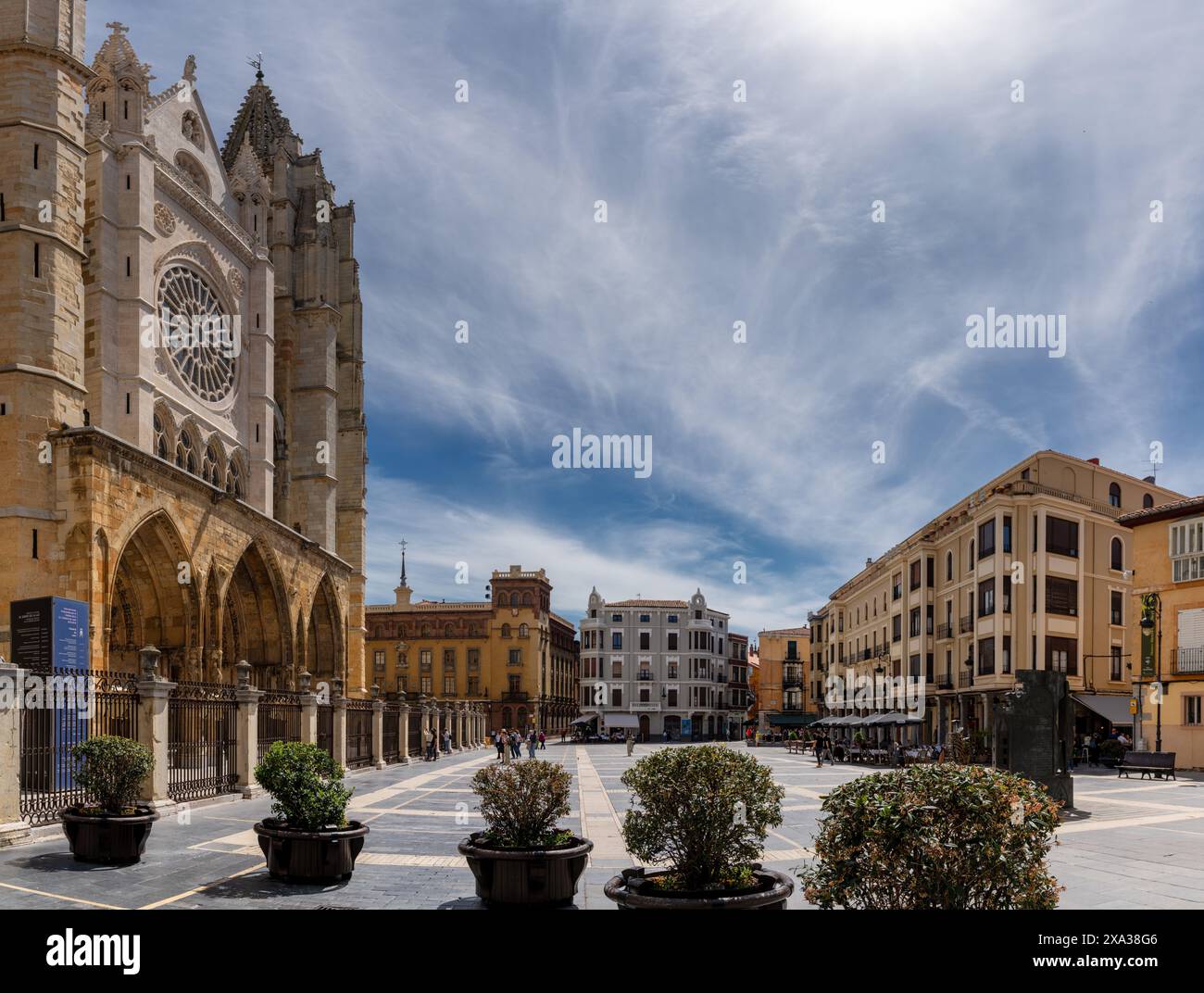 Leon, Spain - 13 April, 2024:view of the historic landmark cathedral of ...