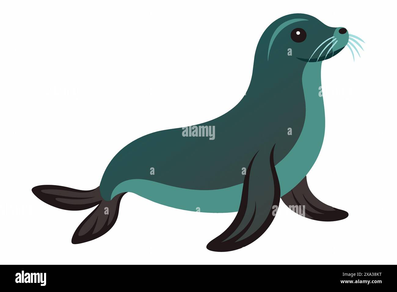 Cute cartoon sea lion illustration isolated on white background ...