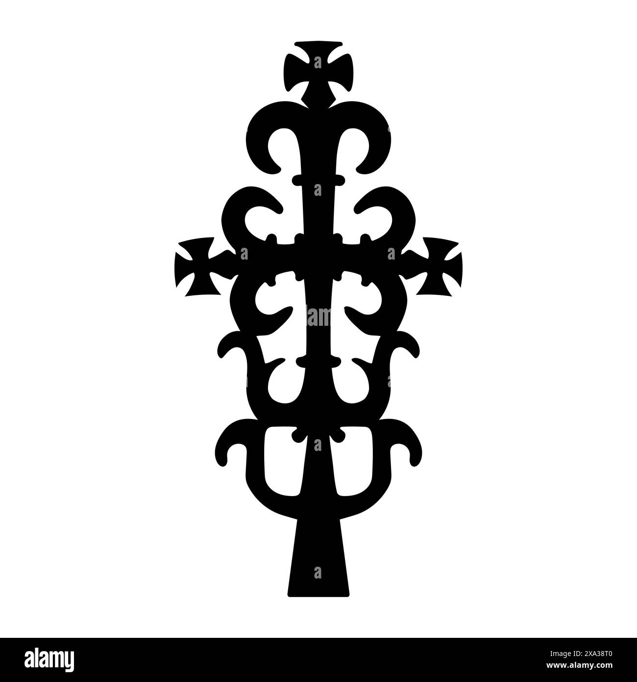 Ornamental Christian cross, complex shape of a symbol, outline Stock ... Ornamental Christian cross, complex shape of a symbol, outline Stock ...