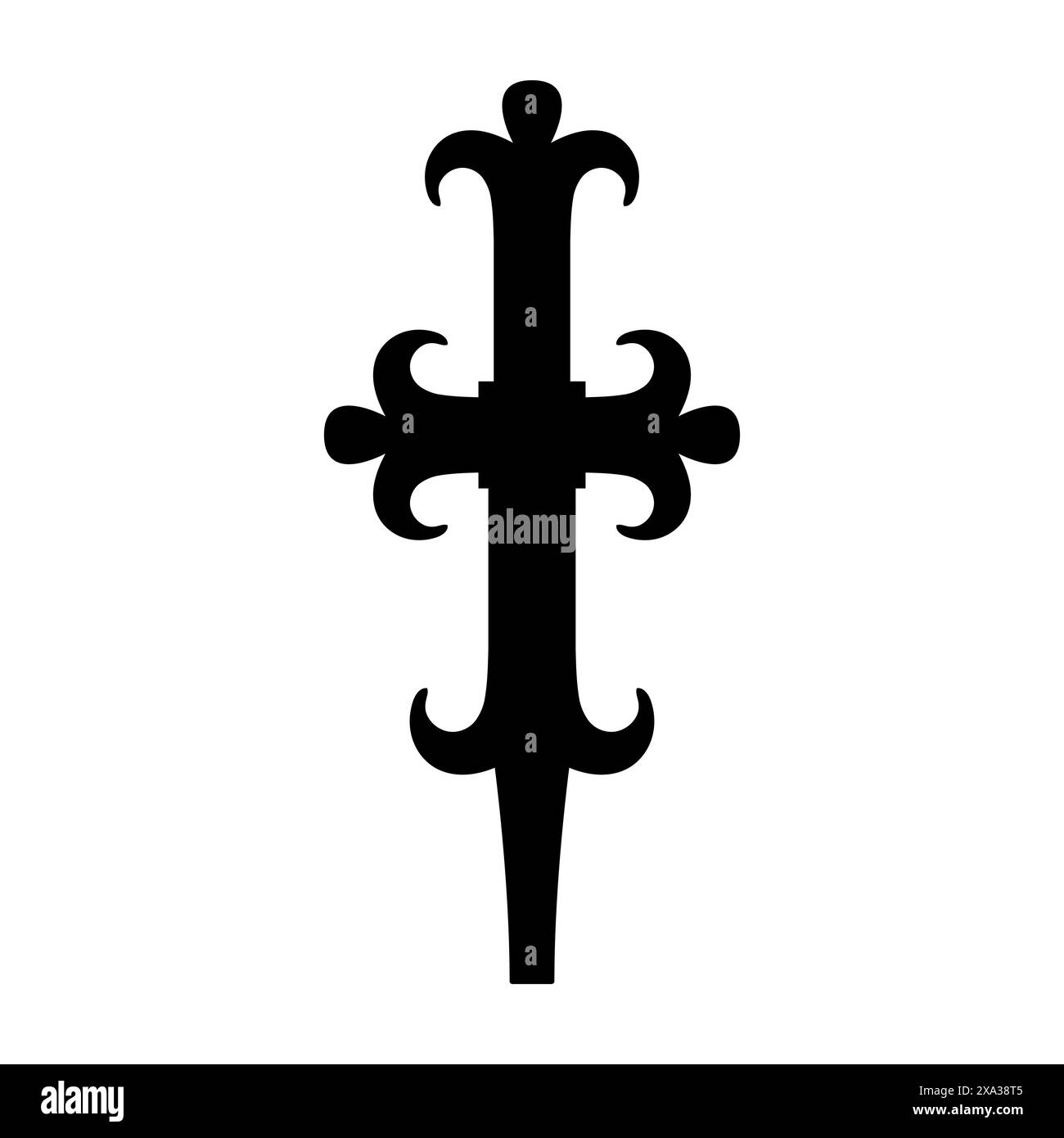 Elegant cross shape, ornamental outline, Christian symbol. Flat design ...