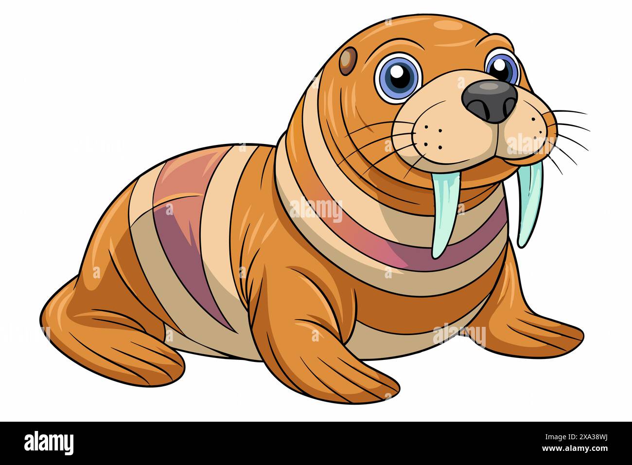 Cute cartoon walrus isolated on white background. Illustration of a ...