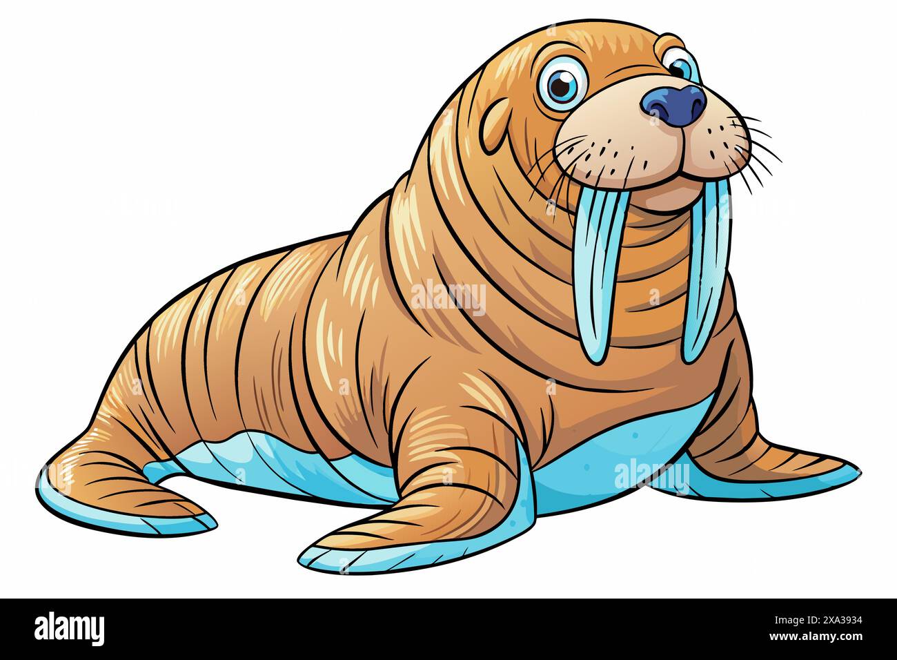 Cute cartoon walrus isolated on white background. Illustration of a ...