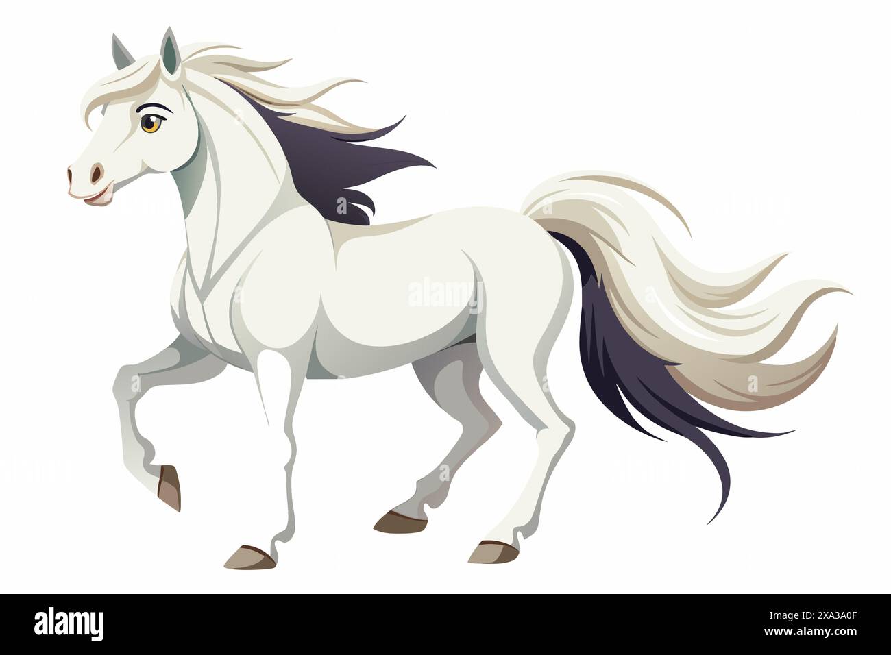 Graceful white horse isolated on white background. Concept of wild ...