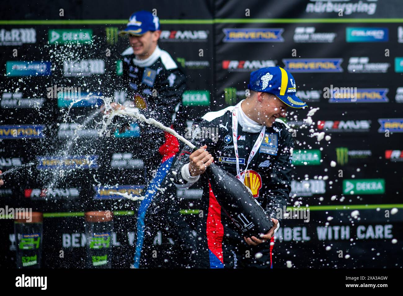 Max Hesse (BMW M Team RMG, BMW M4 GT3, SP9, #72) jubelt bei der ...