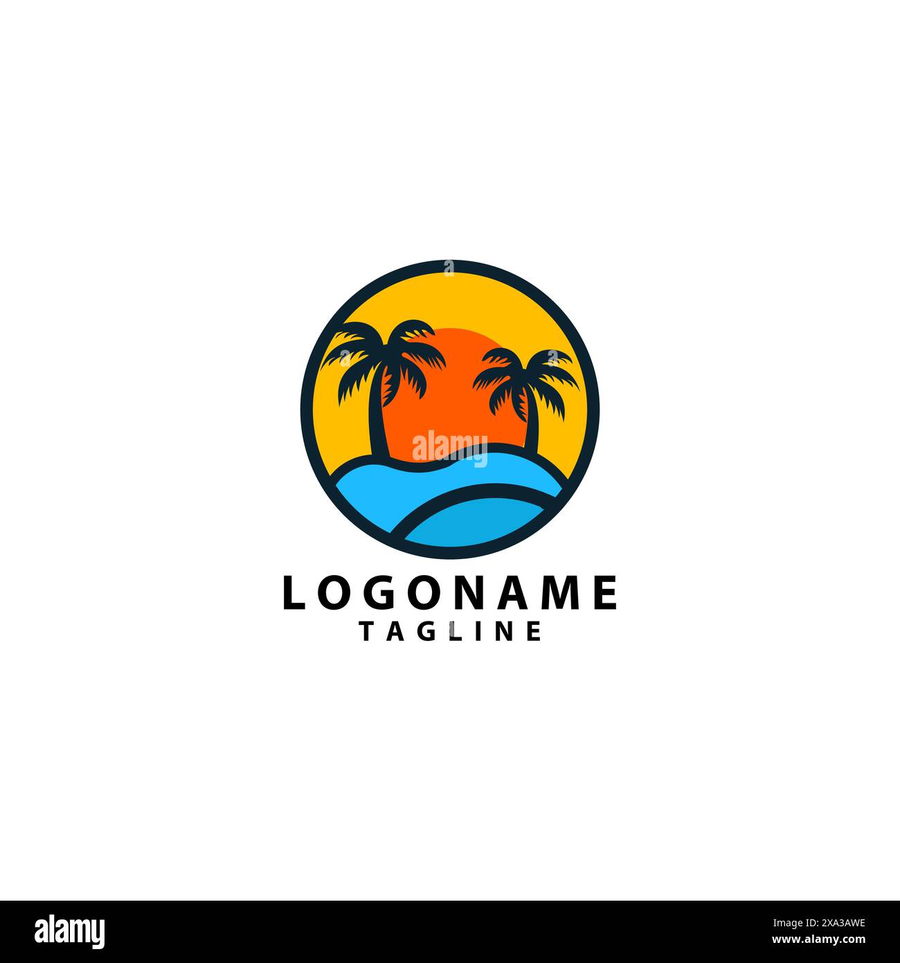ocean sunset logo design vector Stock Vector Image & Art - Alamy