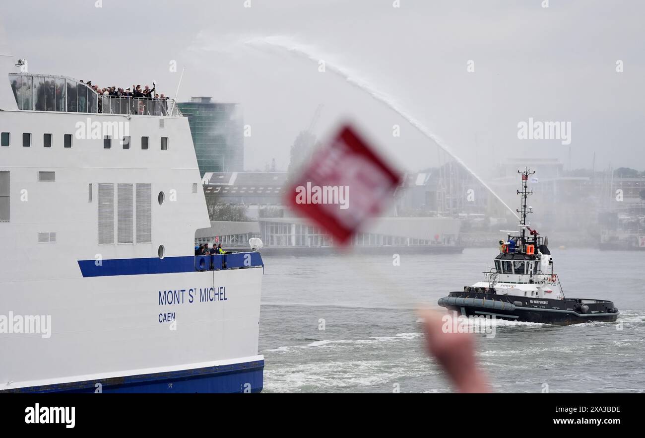 Normandy veterans wave from on board the Brittany Ferries ship Mont St ...