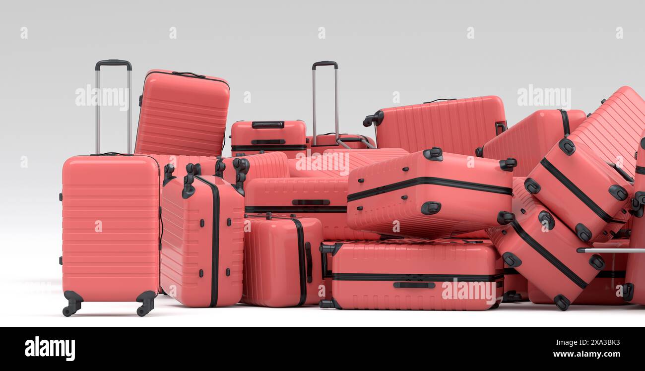 Pile of suitcase or baggages isolated on white background Stock Photo ...