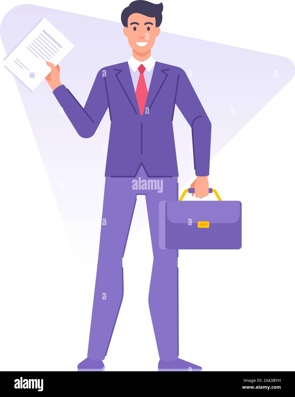 Happy business male in tie suit holding paper document successful ...