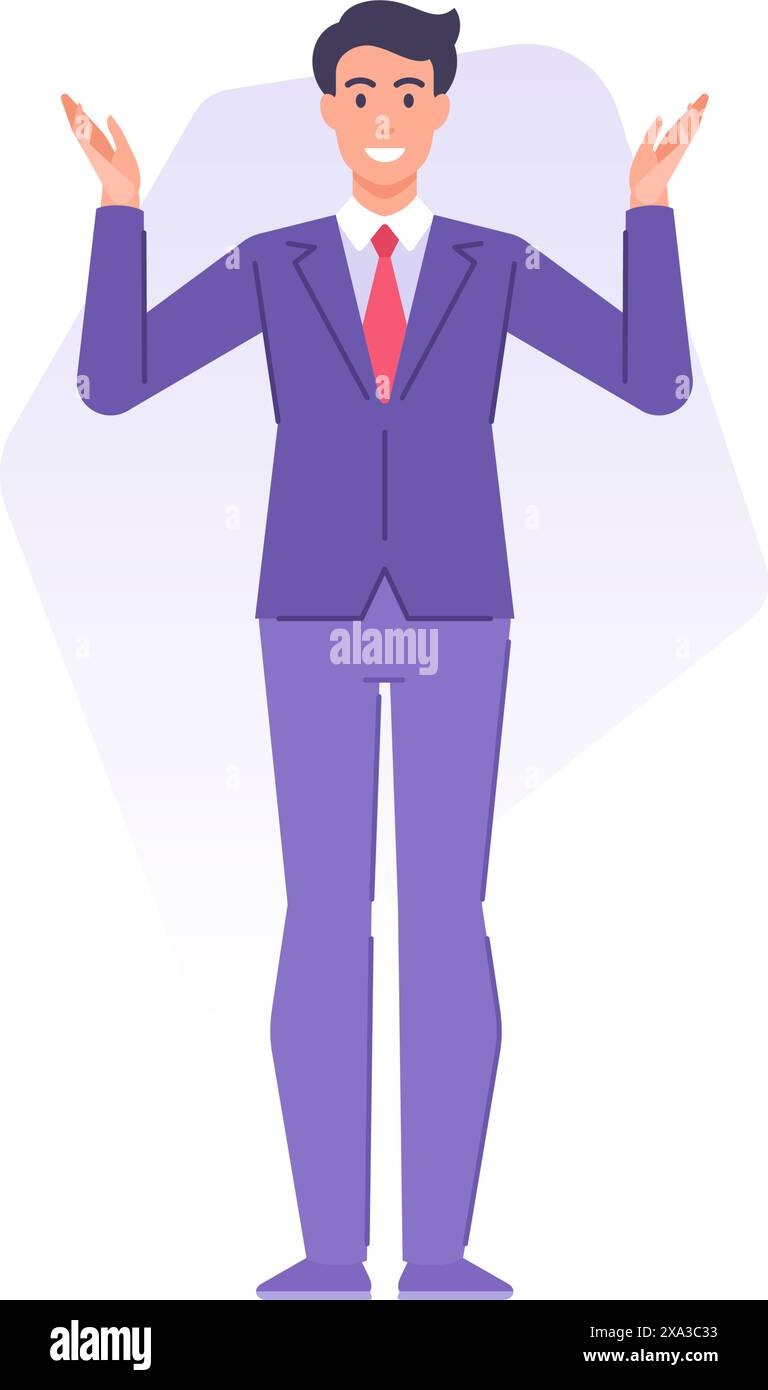 Puzzlement trendy business man performing gesture dont know with ...