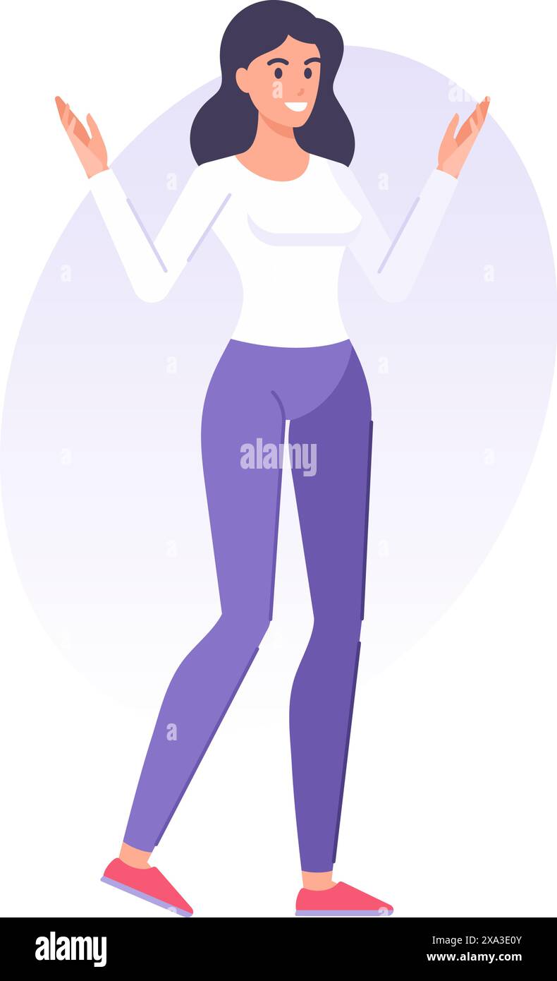 Funny modern casual puzzlement female gesture don't know not sure with ...